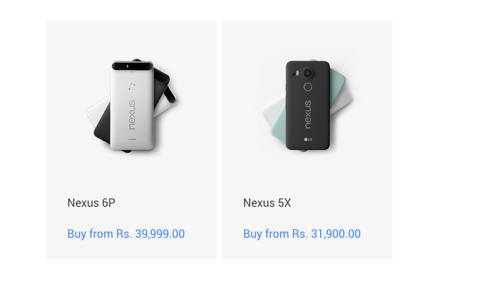 Google Nexus 5X & Nexus 6P Pricing in India revealed