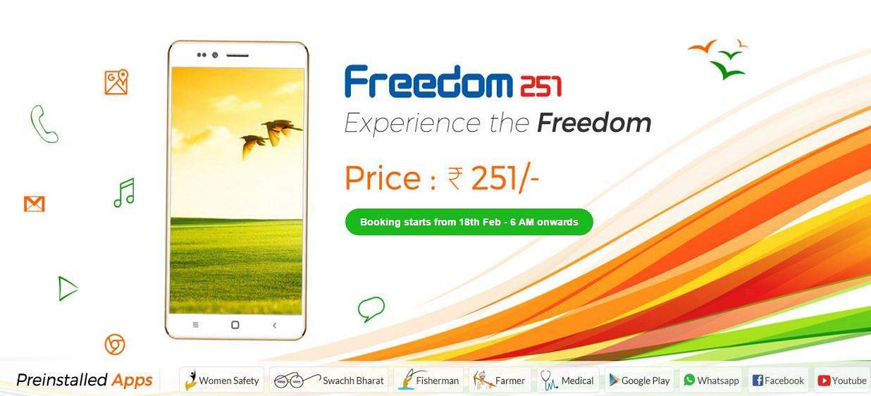 Ringing Bells Freedom 251 with 4-inch display 1GB RAM listed at ₹251