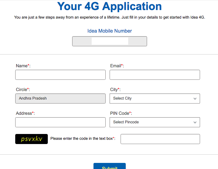 Idea 4G SIM upgrade Step 4 Details - Gizmo Times